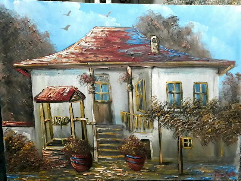 stari bunar 70x50cm ulje na platnu