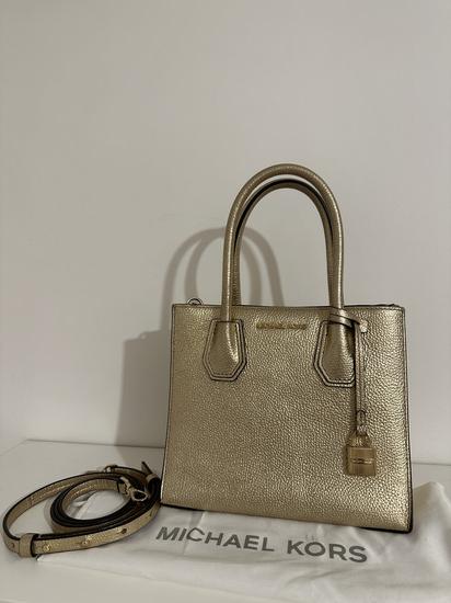 Michael Kors Mercer Metallic Kožna Crossbody Torba