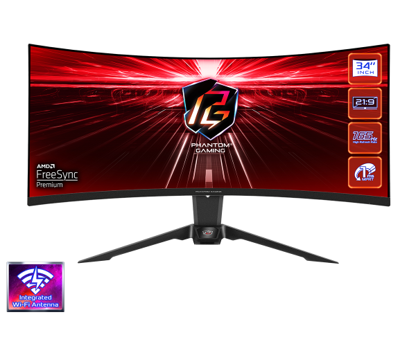 Monitor 34'' AsRock PG34WQ15R2B VA 3440x1440165Hz1msHDMIx2DPzvučnici