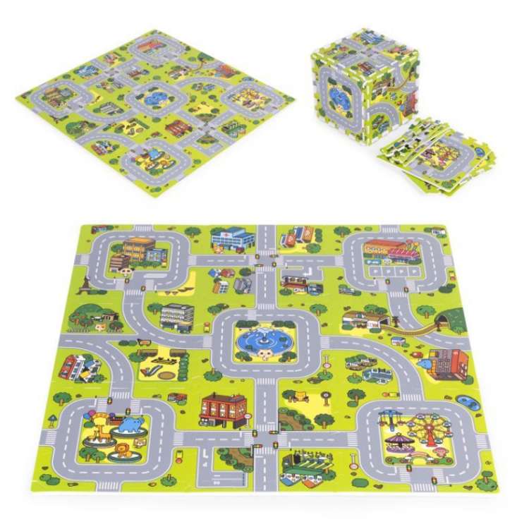 Velika podloga za igru EVA FOAM City 90.5x90.5 cm 21 deo ECOTOYS