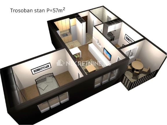 TROSOBAN STAN U NOVOGRADNJI 57M2