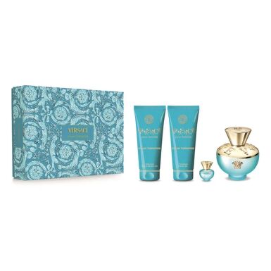 Versace Dylan Turquoise EDT Toaletna voda za žene, 100 ml + Gel za tuširanje, 100 ml + Gel za telo, 100 ml + Mini Toaletna voda Gift Set