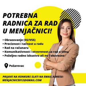 Potrebna radnica za rad u menjacnici