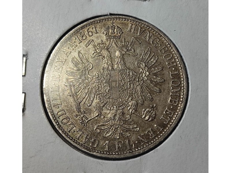 AUSTRIJA SREBRO 1 FLORIN 1861 aUNC