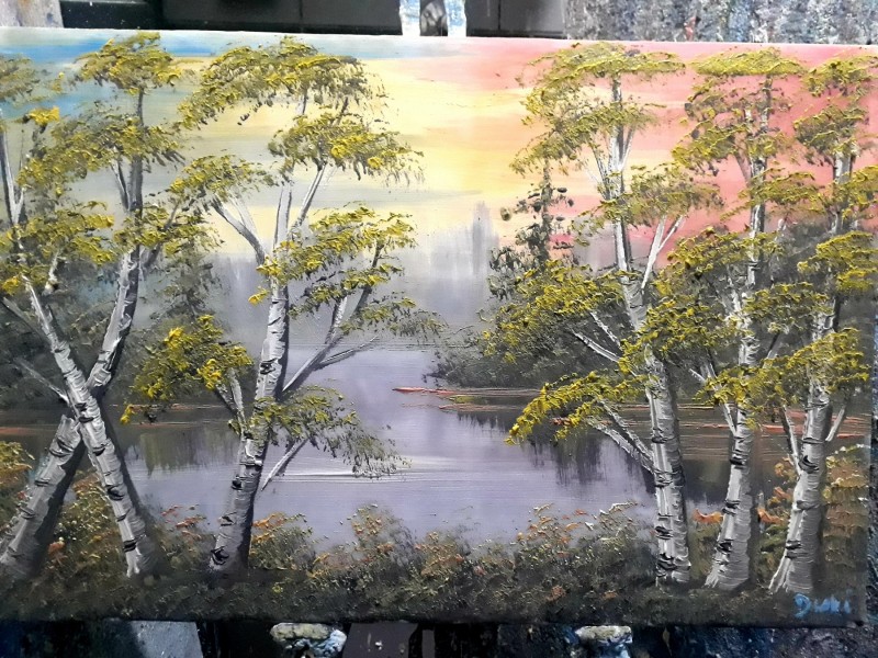 breze i jezero 60x40cm ulje na platnu akcija