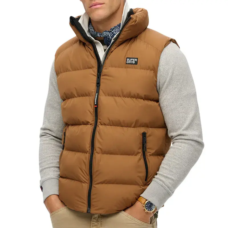 Superdry Muški prsluk Gilet, Braon