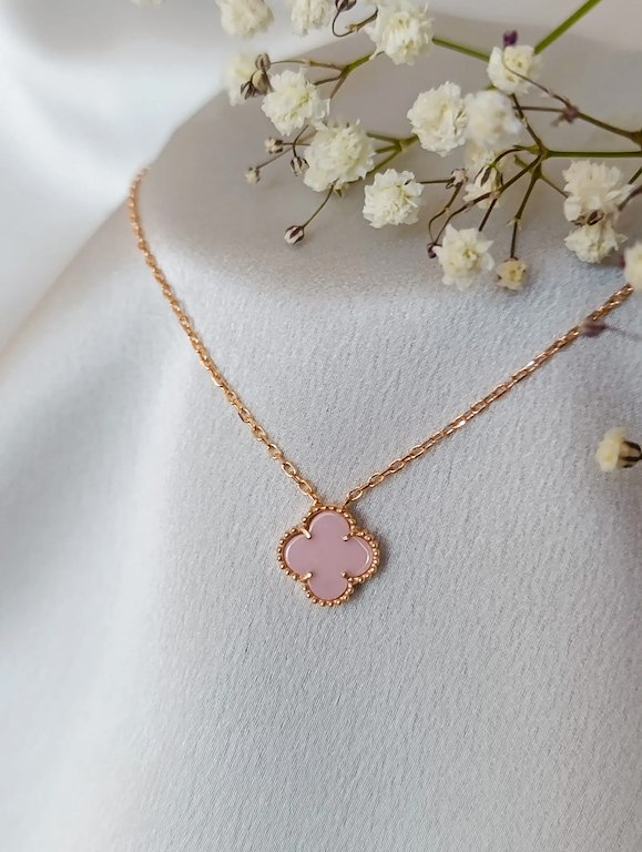 Jewelry Nikolić Srebrna ogrlica Detelina, Roze, Rose gold pozlata