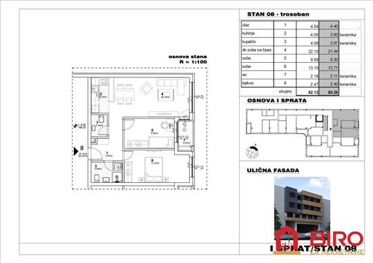 Nov trosoban stan 60 m2, bul.Patrijarha Pavla