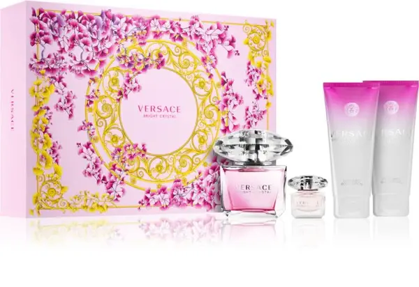 Versace Bright Cristal EDT Set Eau de toilete 90ml + 5ml, Losion za telo, Gel za tuširanje