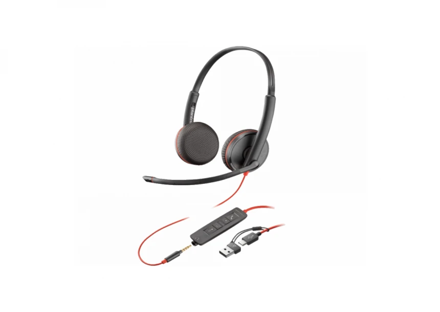 Slušalice HP Poly Blackwire 3225 Stereo USB-C Headset +3.5mm Plug +USB-C/A Adapter/8X229AA/crna