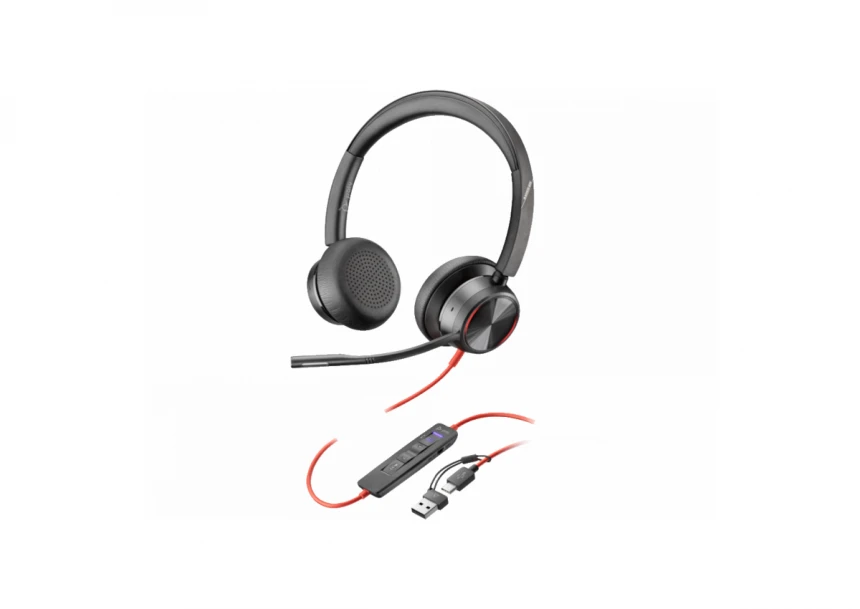 Slušalice HP Poly Blackwire 8225 Stereo MS Teams Cert USB-C Headset +USB-C/A Adapter/8X225AA/crna