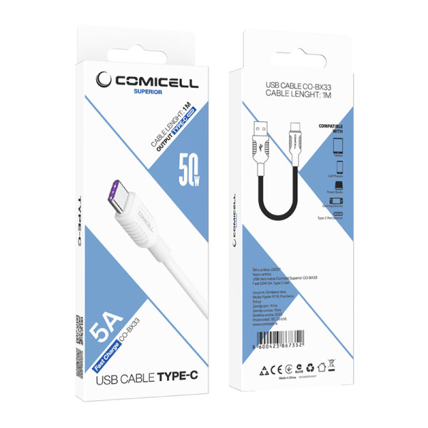 USB data kabal Comicell Superior CO-BX33 Fast 50W 5A Type C 1m beli