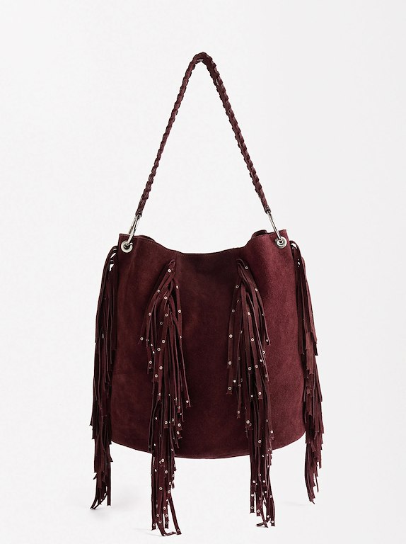 Leather Shoulder Bag With Fringes