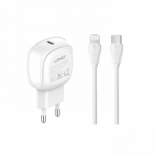 Kucni punjac LDNIO A1206C, PD 3.0, 27W, PPS, sa Type C na iPhone lightning kablom beli