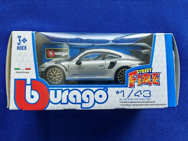 Burago 1/43 Porsche 911 GT2 RS srebrni