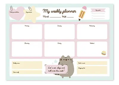 GRUPO ERIK EDITORES S. L. Stoni planer A3 Pusheen - Week To View