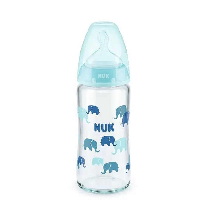 Nuk Staklena flašica za bebe, 0-6 meseci, 240ml, Svetloplava