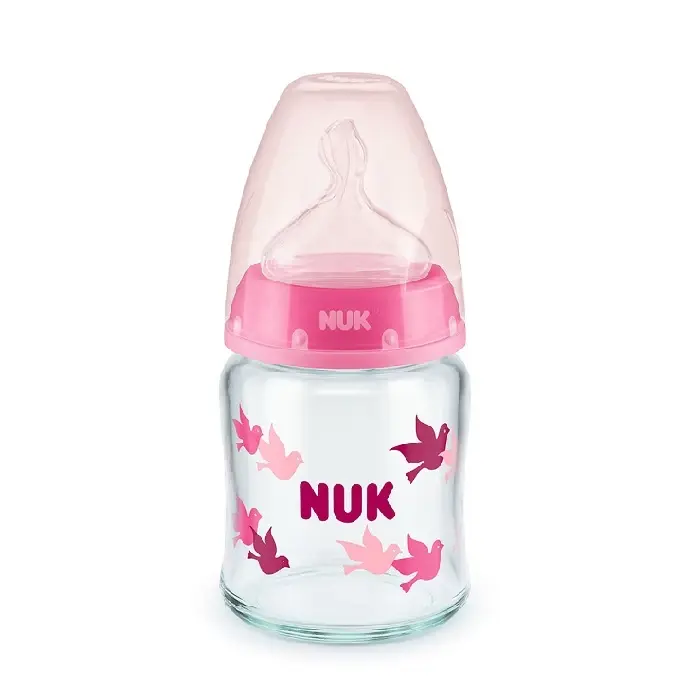 Nuk Staklena flašica za bebe, 0-6 meseci, 120ml, Roze