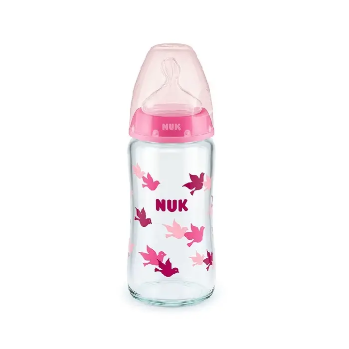 Nuk Staklena flašica za bebe, 0-6 meseci, 240ml, Roze