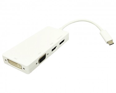 E-GREEN Adapter USB 3.1 tip C (M) - Display Port + HDMI + VGA + DVI (F) beli