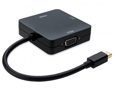 E-GREEN Mini DisplayPort - HDMI + DVI-I Dual Link + VGA D-Sub crni