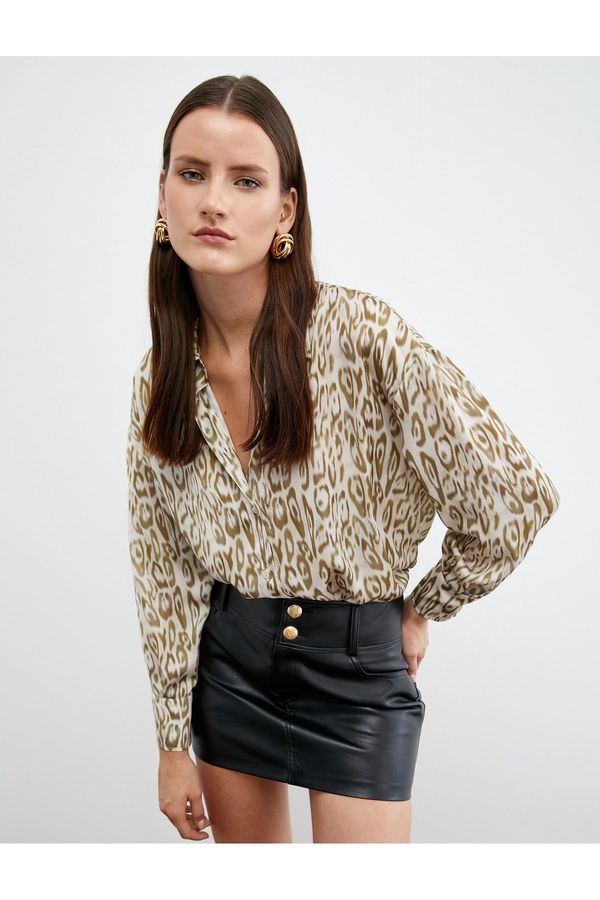 KOTON TUBA ÜNSAL X COTTON - LEOPARD PATTERNED LONG SLEEVE SHIRT