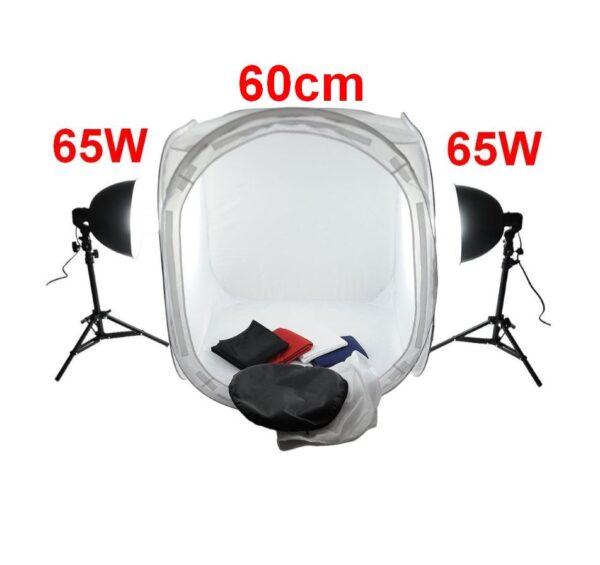 Foto studio lightbox 60cm sa 2 lampe 2x65W