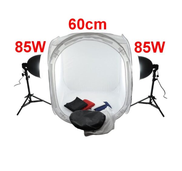 Foto studio lightbox 60cm sa 2 lampe 2x85W