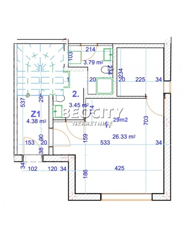 Dvosoban stan, 30 m2, Veternik ID: 113769