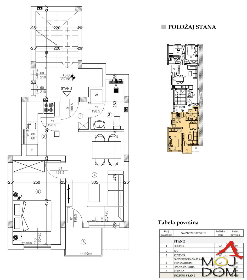 Dvosoban stan, 67.15 m2, Palilula, Mokranjčeva ID: p-012627