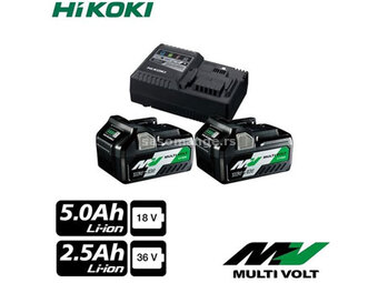 Hikoki set 2 x baterija (36V/2.5Ah) 18V/5.0Ah) i super brzi punjač UC18YSL3-WEZ