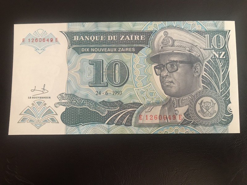 ZAIR 10 ZAIRES.1993. UNC.