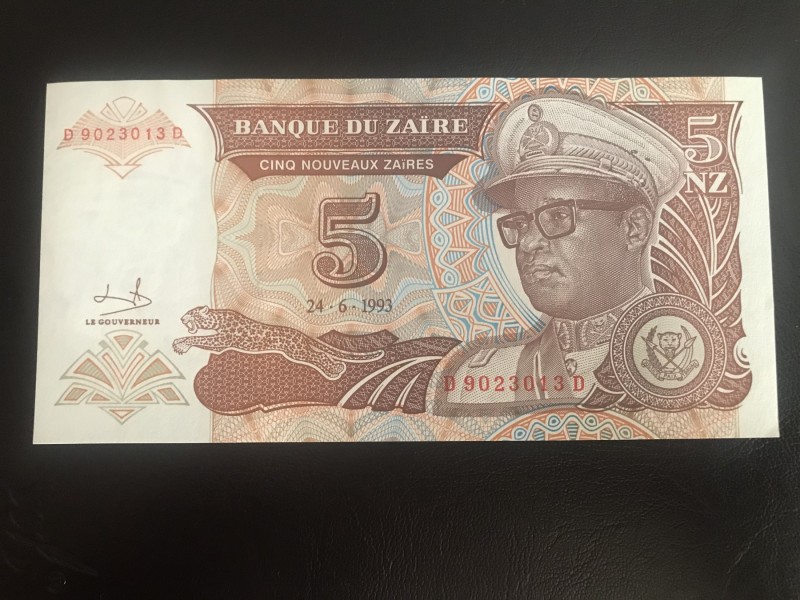 ZAIR 5 ZAIRES.1993. UNC.