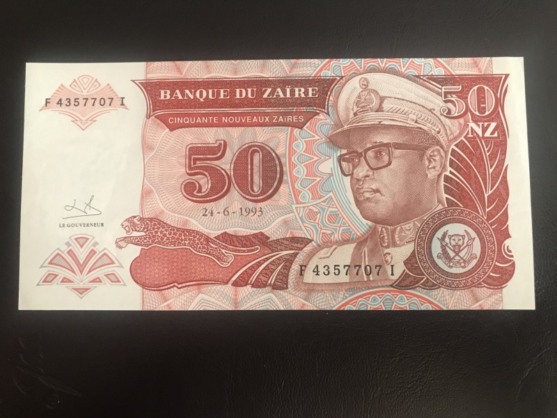 ZAIR 50 ZAIRES.1993. UNC.