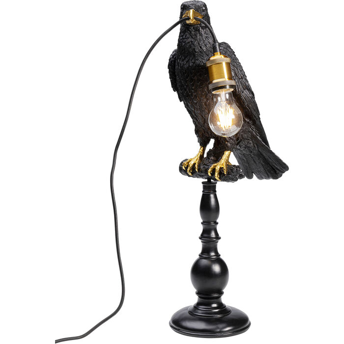 Table Lamp Animal Sitting Crow Mat Bla