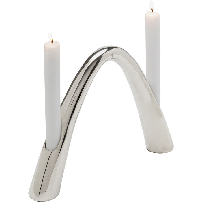 Candle Holder Bow Duo Chrome 21cm