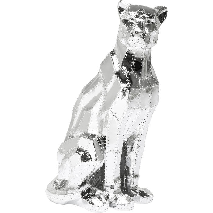 Deco Figurine Sitting Cat Rivet Chrome