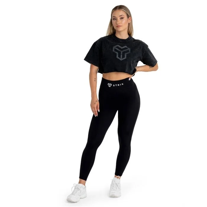 Ženska majica CropTop Washed Black - STRIX