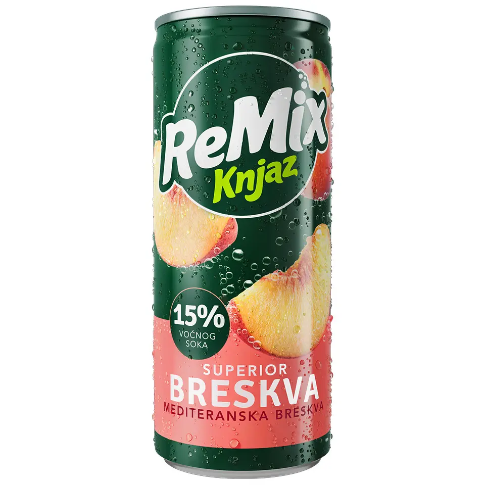 Knjaz Remix Gazirani sok Breskva, 0.33l