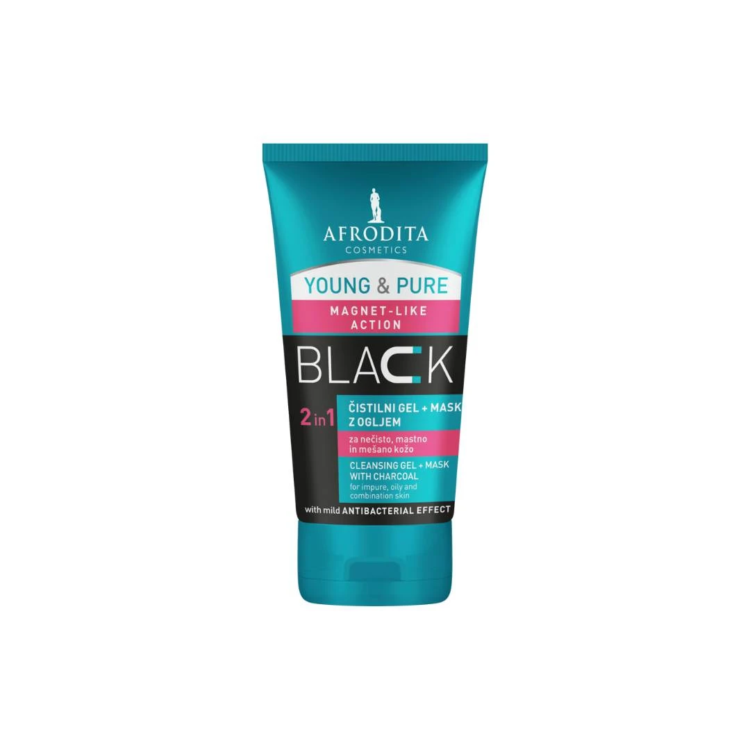 AFRODITA Young & Pure BLACK CLEANSER Gel za Čišćenje i Maska sa Ugljem 150 mL