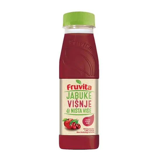 Fruvita Negazirani sok Jabuke i višnje, 0.33l