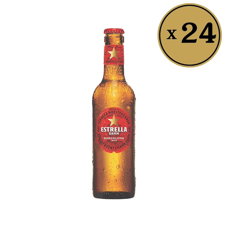 ESTRELA DAMM Svetlo lager pivo, flaša 0,33l, 24 komada