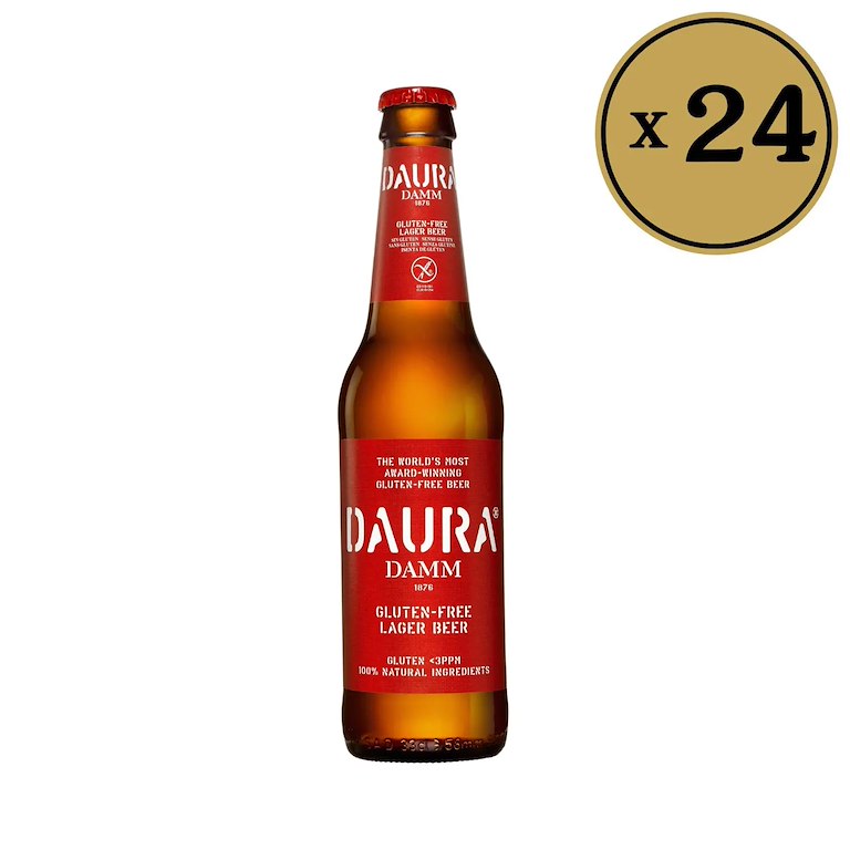 DAURA DAMM Svetlo pivo bez glutena, flaša 0,33l, 24 komada