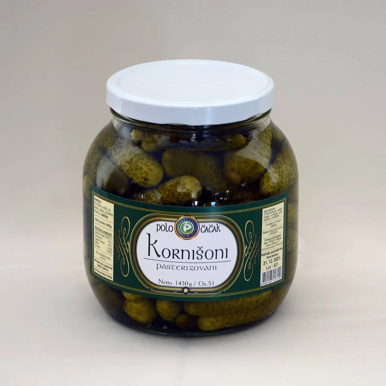 Kornišoni pasterizovani, 1450g