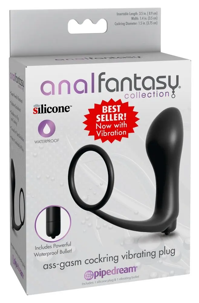 Pipedream Anal Fantasy Collection Prsten za penis sa vibrirajućim anal plagom Crni