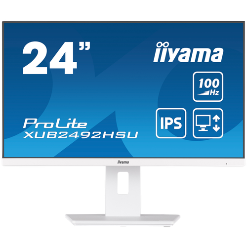 IIyama XUB2492HSU-W6 WHITE Monitor 23.8" IPS 1920 x 1080 @100Hz 16:9 250 cd/m² 1300:1 0.4ms HDMI DP USB 4 x 3.2 Full Ergonomic