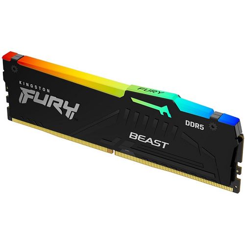 Kingston KF556C40BBA-16 DDR5 16GB 5600MT/s [FURY BEAST RGB], Non-ECC UDIMM, CL40 1.25V, 288-Pin 1Rx8, Black, w/RGB Heatsink, XMP