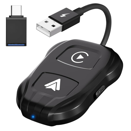 TechAdro Carplay Wireless Adapter za auto Andorid 2 u 1 USB, Type C crni