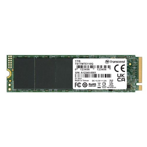 Transcend TS500GMTE110Q M.2 NVMe 500GB, 2280, PCIe Gen 3x4, M-Key, QLC, DRAM-less