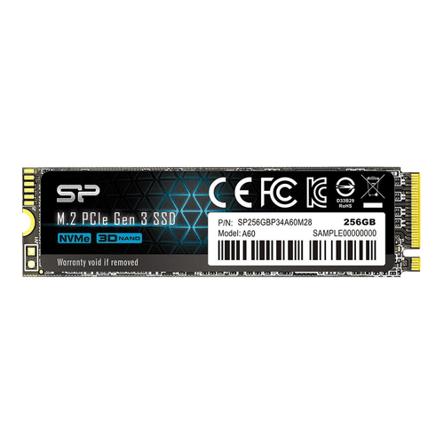 Silicon Power SP256GBP34A60M28 M.2 NVMe 256GB, 2280, PCIe Gen 3x4, A60, Read up to 2,100 MB/s, Write up to 1,200 MB/s (single sided)
